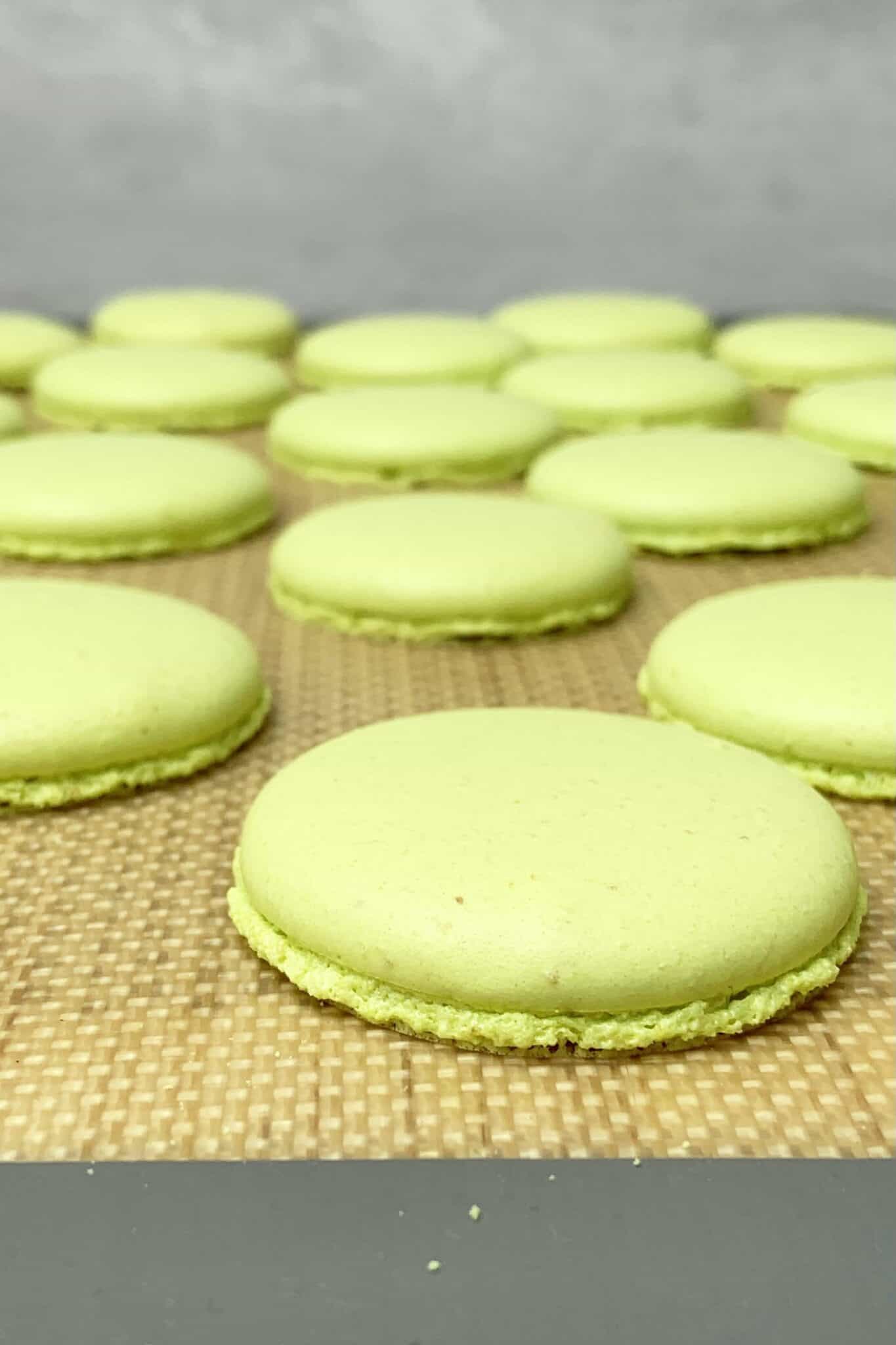 Pistachio Macarons with Pistachio Ganache Filling - Spatula Desserts